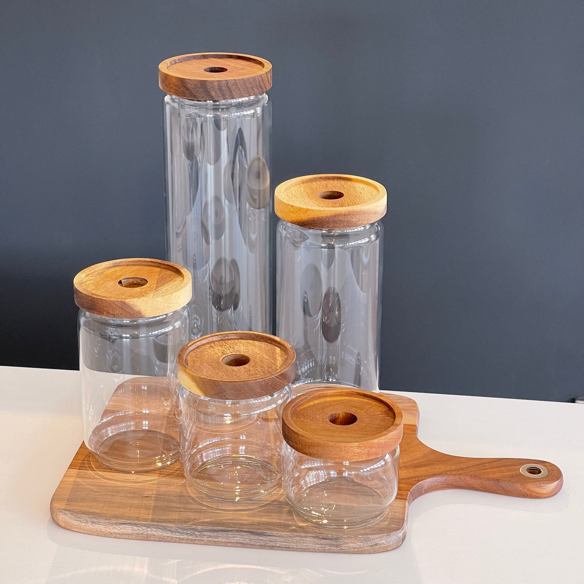 Glass Kitchen Pantry Storage Jar With Airtight Acacia Wood Lid – Shelf Life