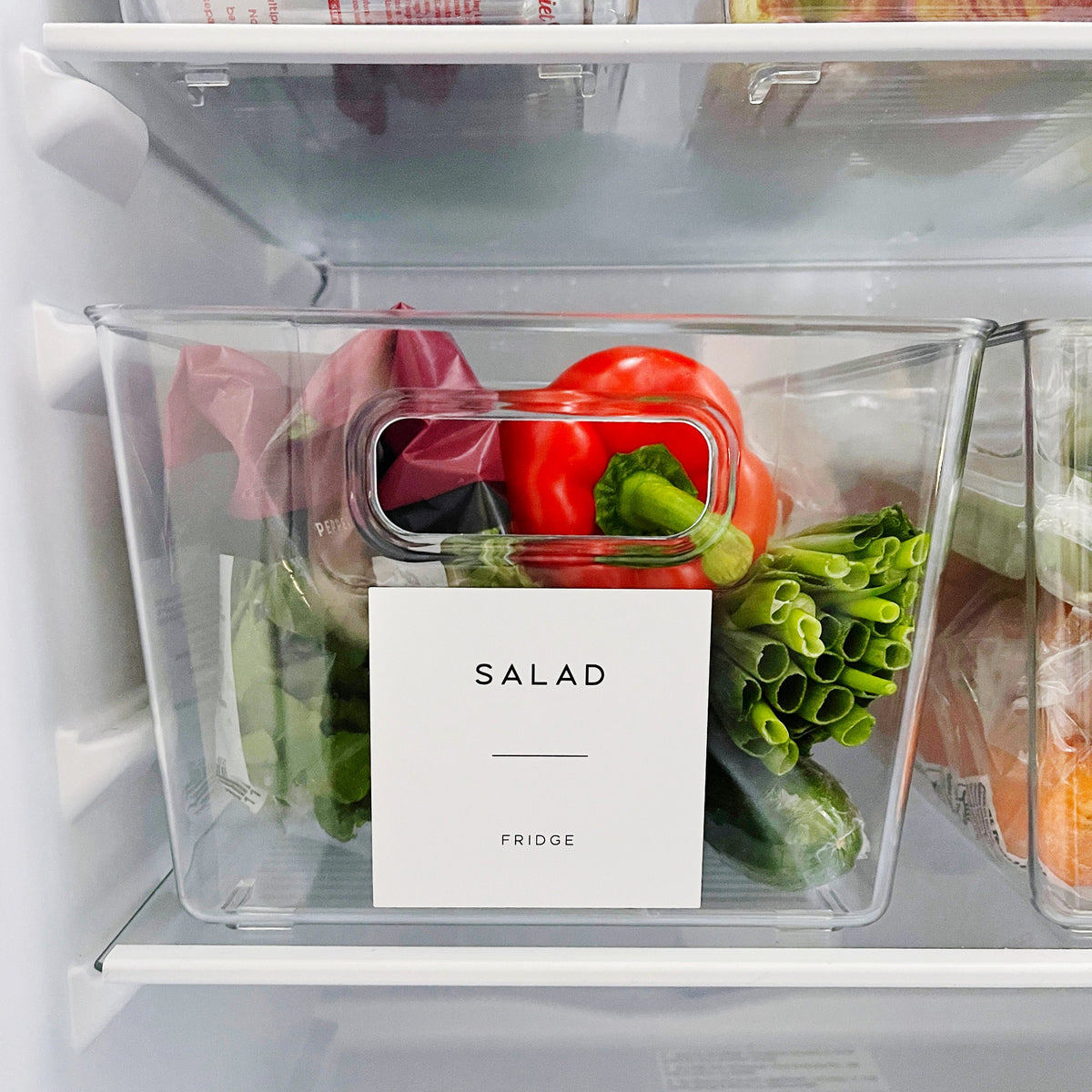 Fridge Storage Container With White Personalised Waterproof Label ...